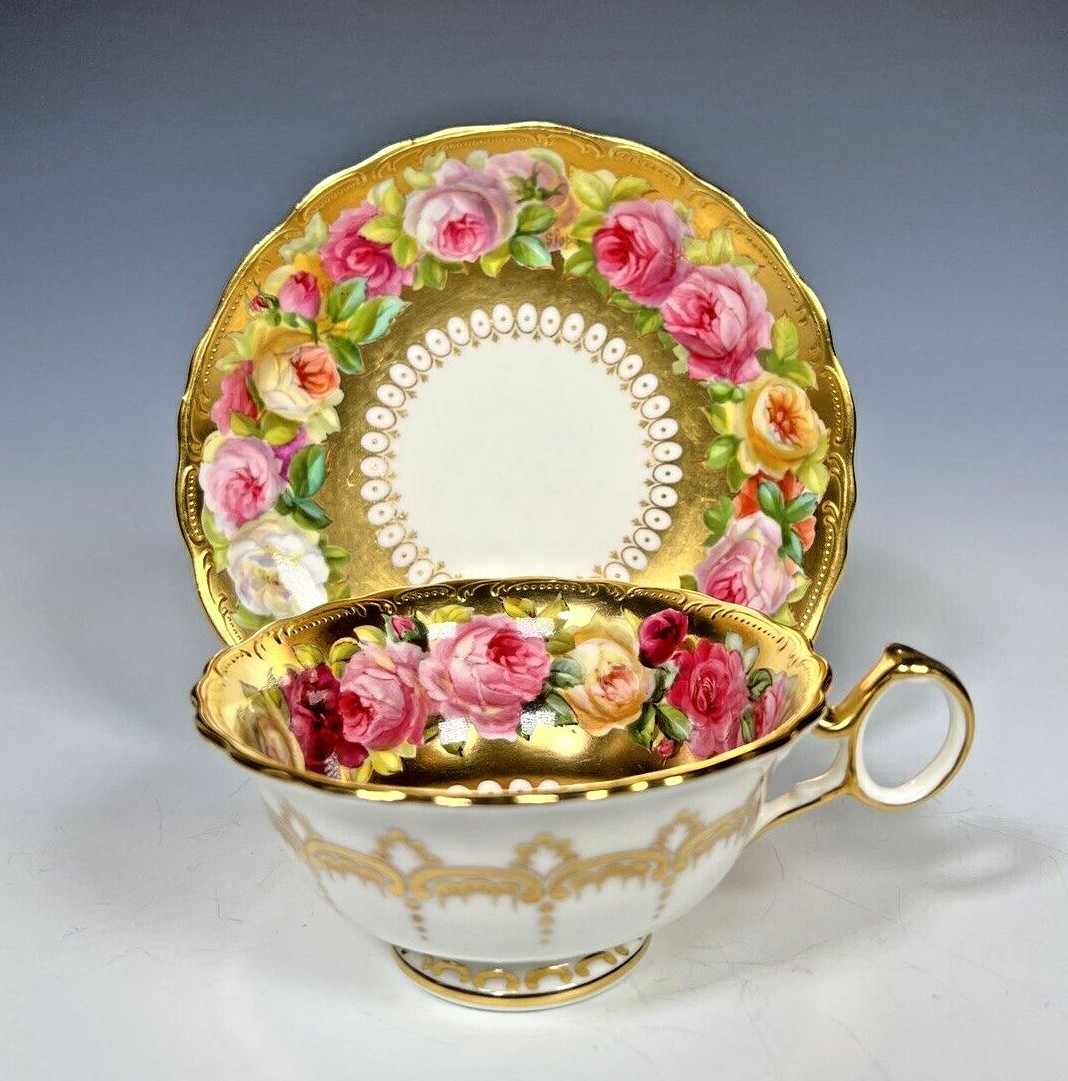 Cauldon Hand Painted Signed S. Pope Cup & Saucer Roses Gilt Gold | eBay