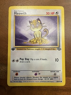 Meowth 56/64 Jungle 1st Edition Common Vintage Pokemon Card WOTC TCG ...