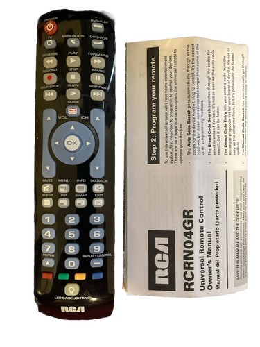 Genuine RCA RCRN04GR Universal 4 Device Remote Control Black New w/out ...