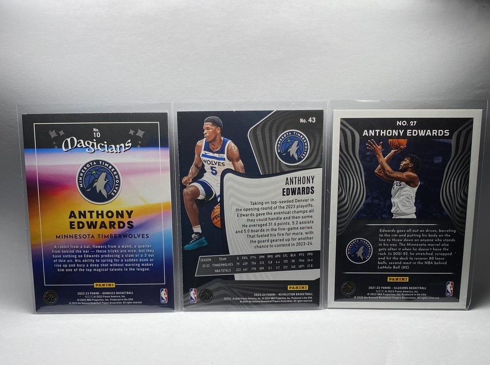 Anthony Edwards 🐜🔥- 3 card Card Bundle Donruss, Revolution, Illusions ...