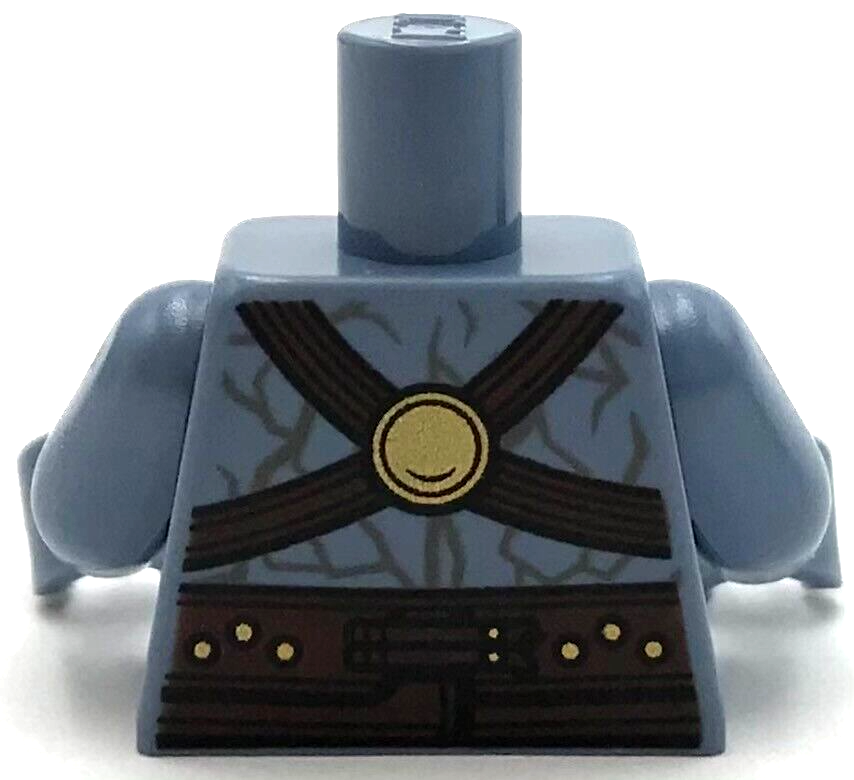 Lego New Sand Blue Minifig Torso Alien Bare Chest Ogre Dark Brown Belts ...