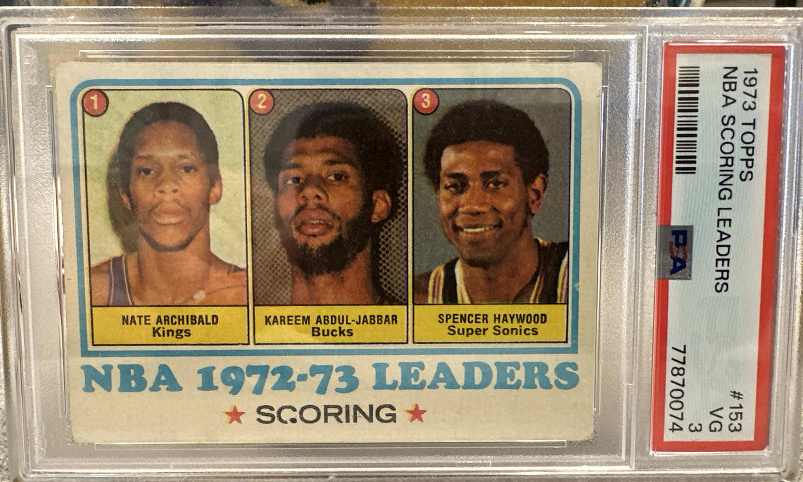 NBA 1972-73 SCORING LEADERS KAREEM ABDUL-JABBAR NATE TINY ARCHIBALD PSA ...