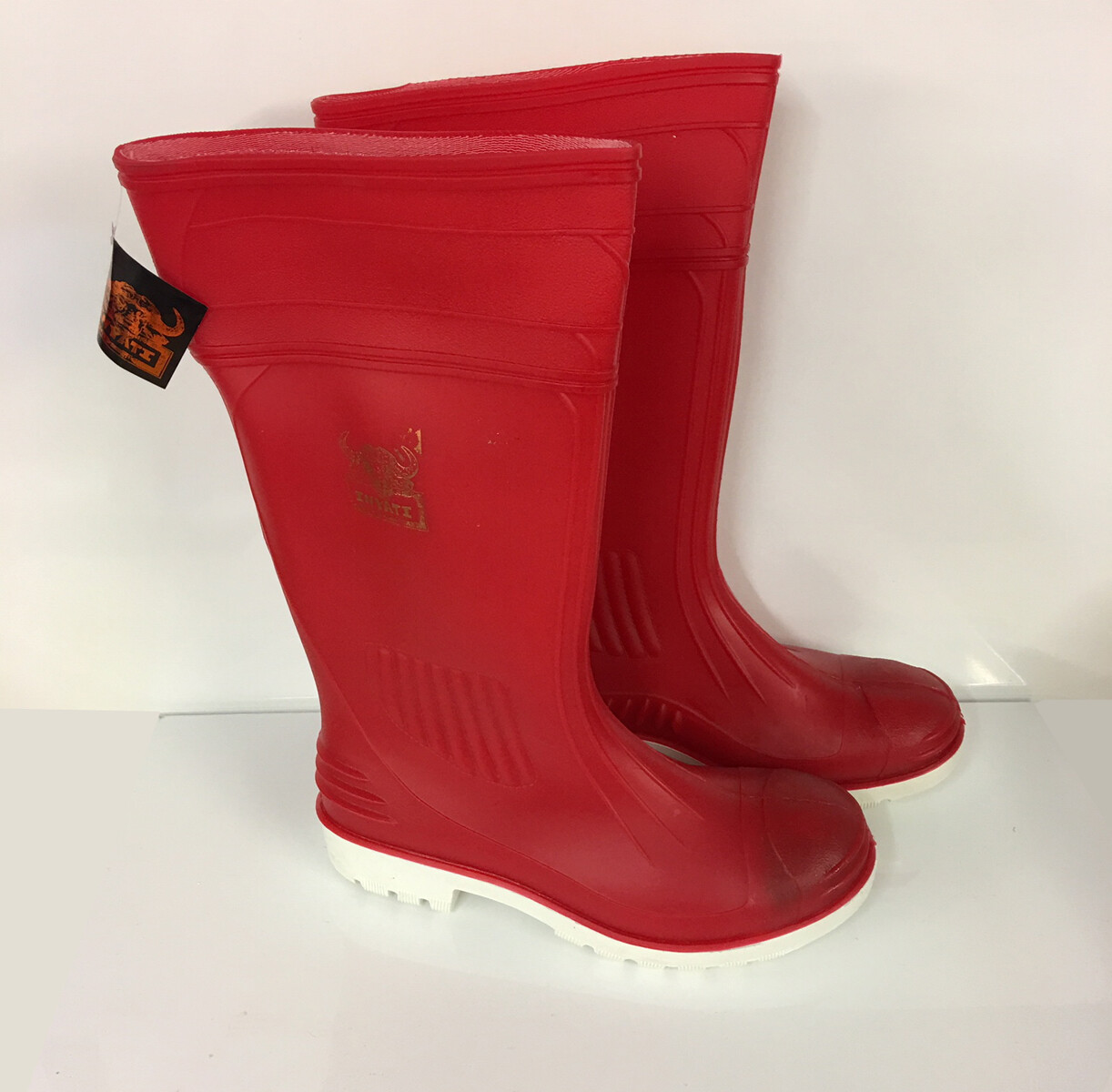 Pair of WAYNE Inyati Wellington Boots Steel Top Cap Safety Red Boots SZ ...