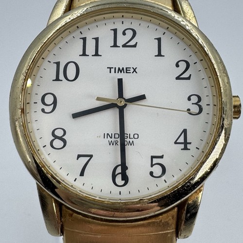 Timex Indiglo Watch Unisex WR 30M Gold Tone Stainless Steel Base Metal ...