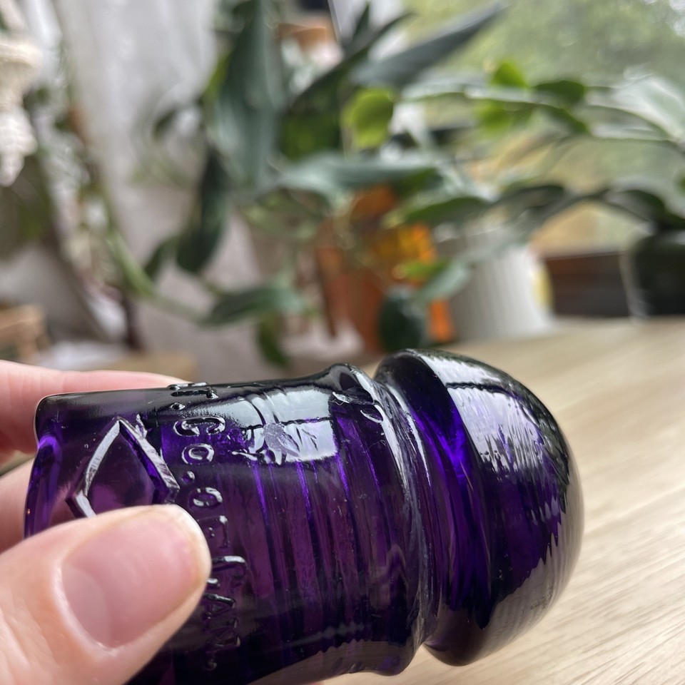 Vtg royal Purple Glass Insulator B.T.CO CAN. Diamond Logo Pony Canadian ...