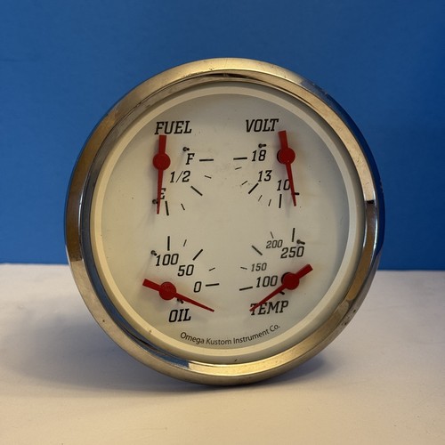 Omega Kustom Instrument Co. Quad Gauge, Oil, Fuel, Temp, Volt - NOS ...