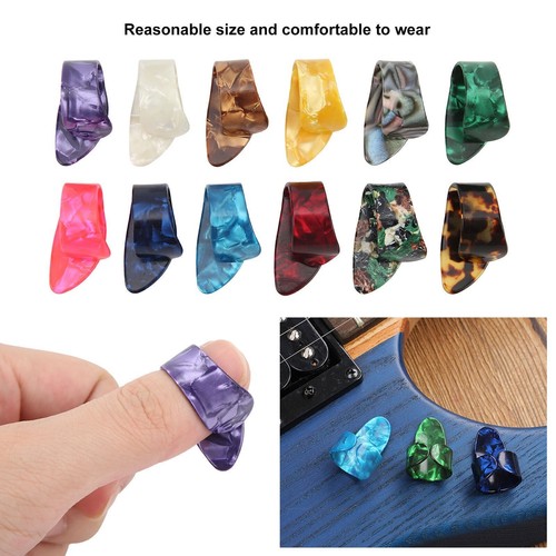 12Pcs Guitar Thumb Pick Celluloid Finger Picks Replacement Instrument ...