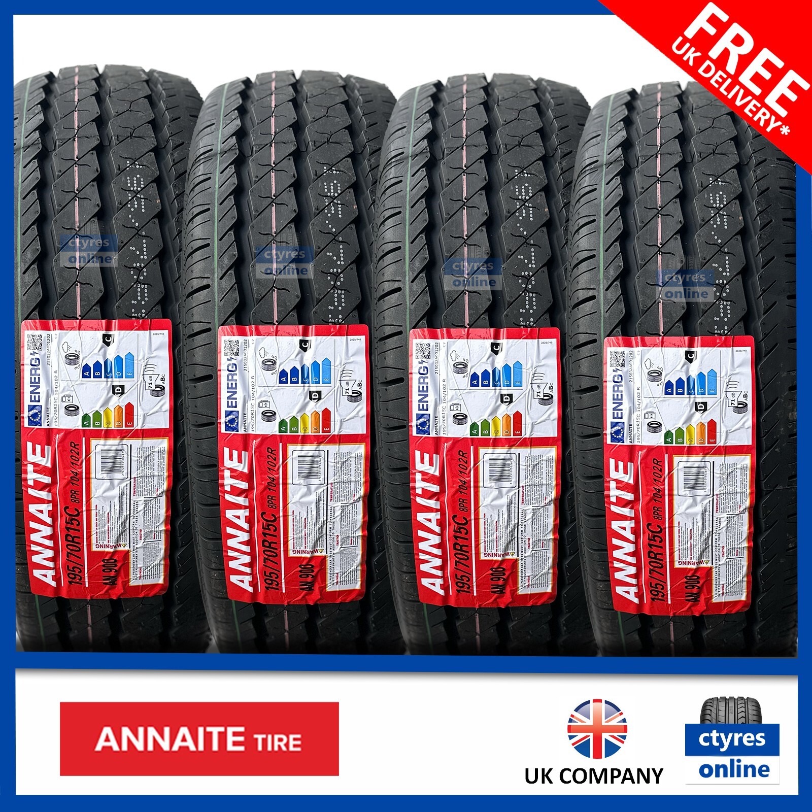 4X New 195 70 15 195/70R15C VAN TYRES 104/102R ANNAITE *C WET GRIP* (4 ...