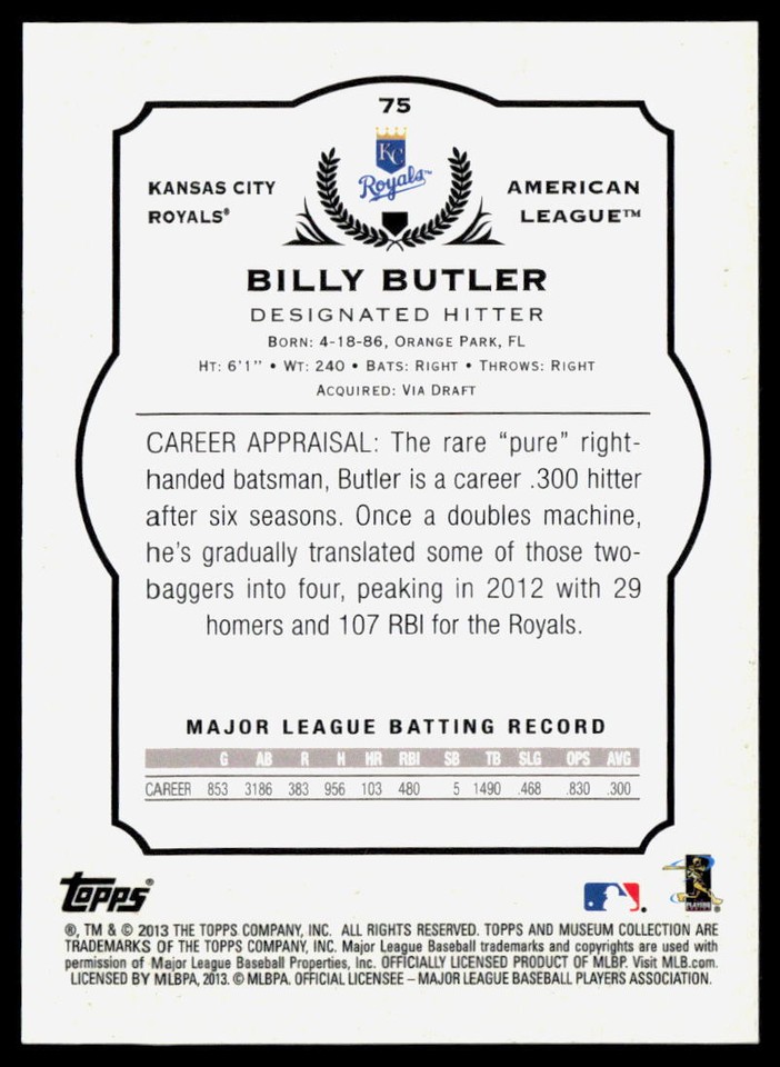Billy Butler 2013 Topps Museum Collection #75 | eBay