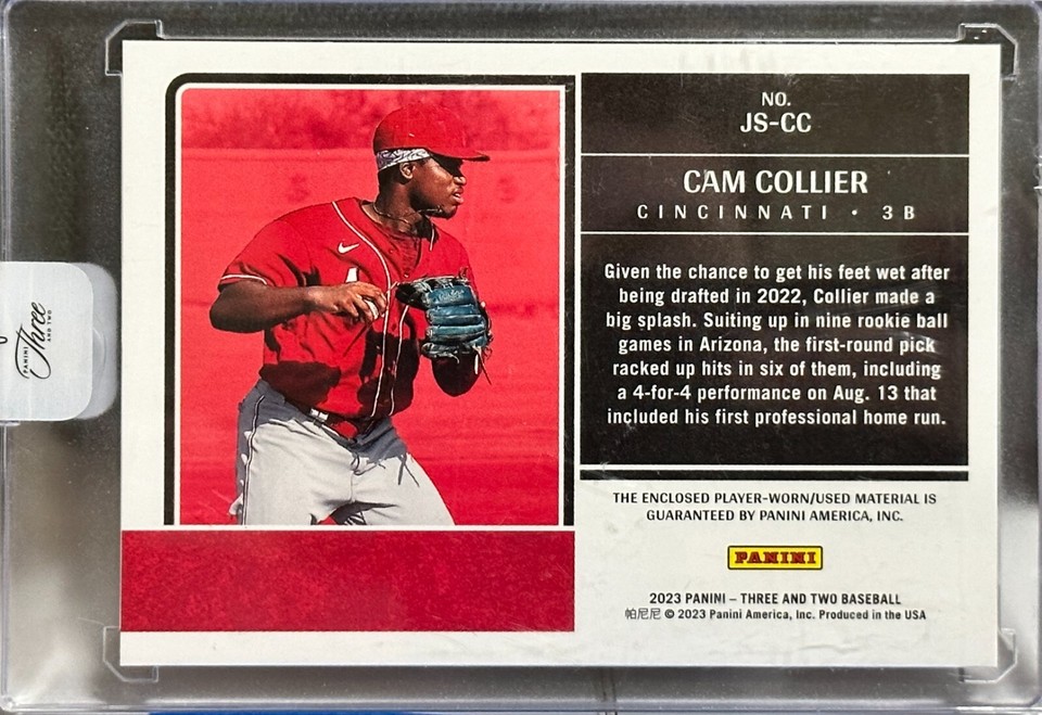 2023 Panini Three & Two Baseball CAM COLLIER Jumbo Patch 05/10 ...