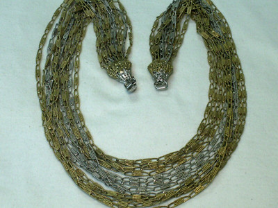 ...Vintage Unusual Fancy NAPIER...Gold Tone,Silver Tone 12 Chains ...
