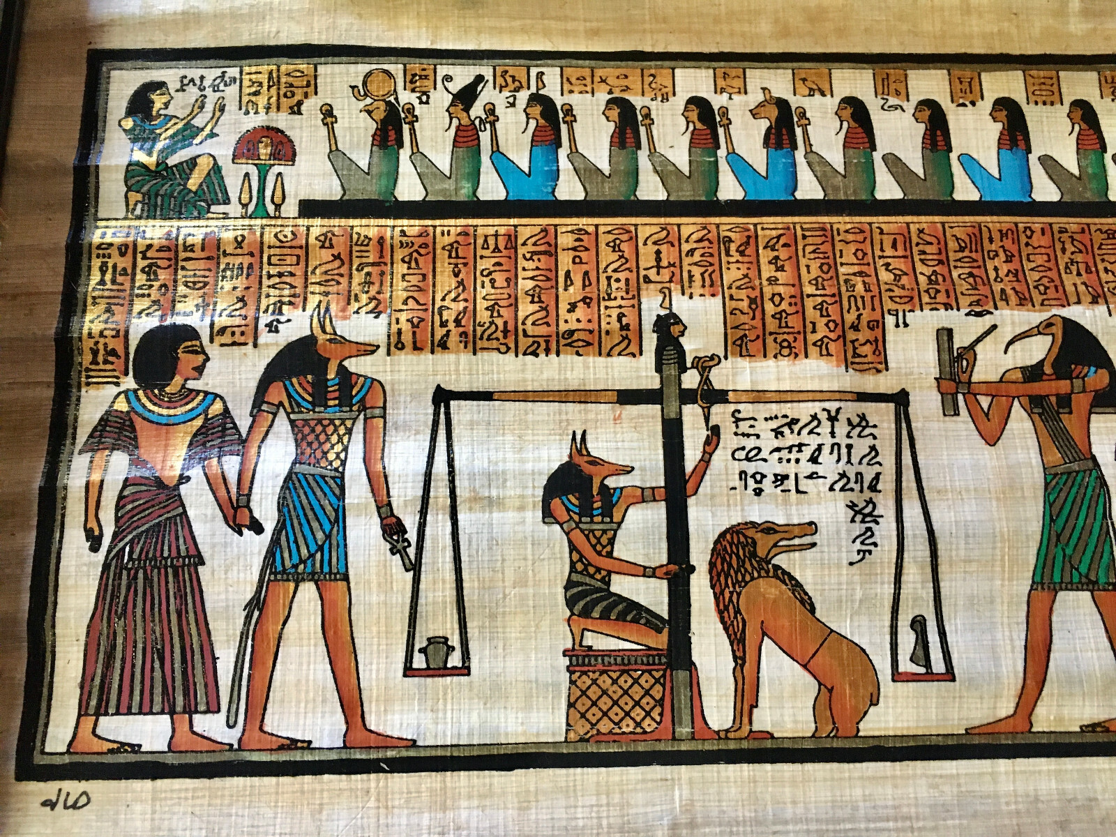 Gold Leaf Egyptian Painting on Rice Paper - Last Judgement of Hu-Nefer ...