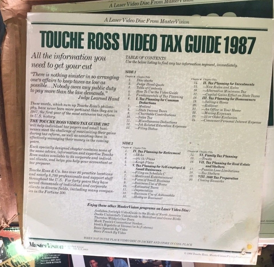 TOUCHE ROSS VIDEO TAX GUIDE (1987) LASERDISC New in Plastic | eBay