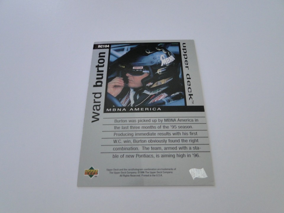 1996 Upper Deck Road To The Cup Ward Burton Card #RC104 | eBay