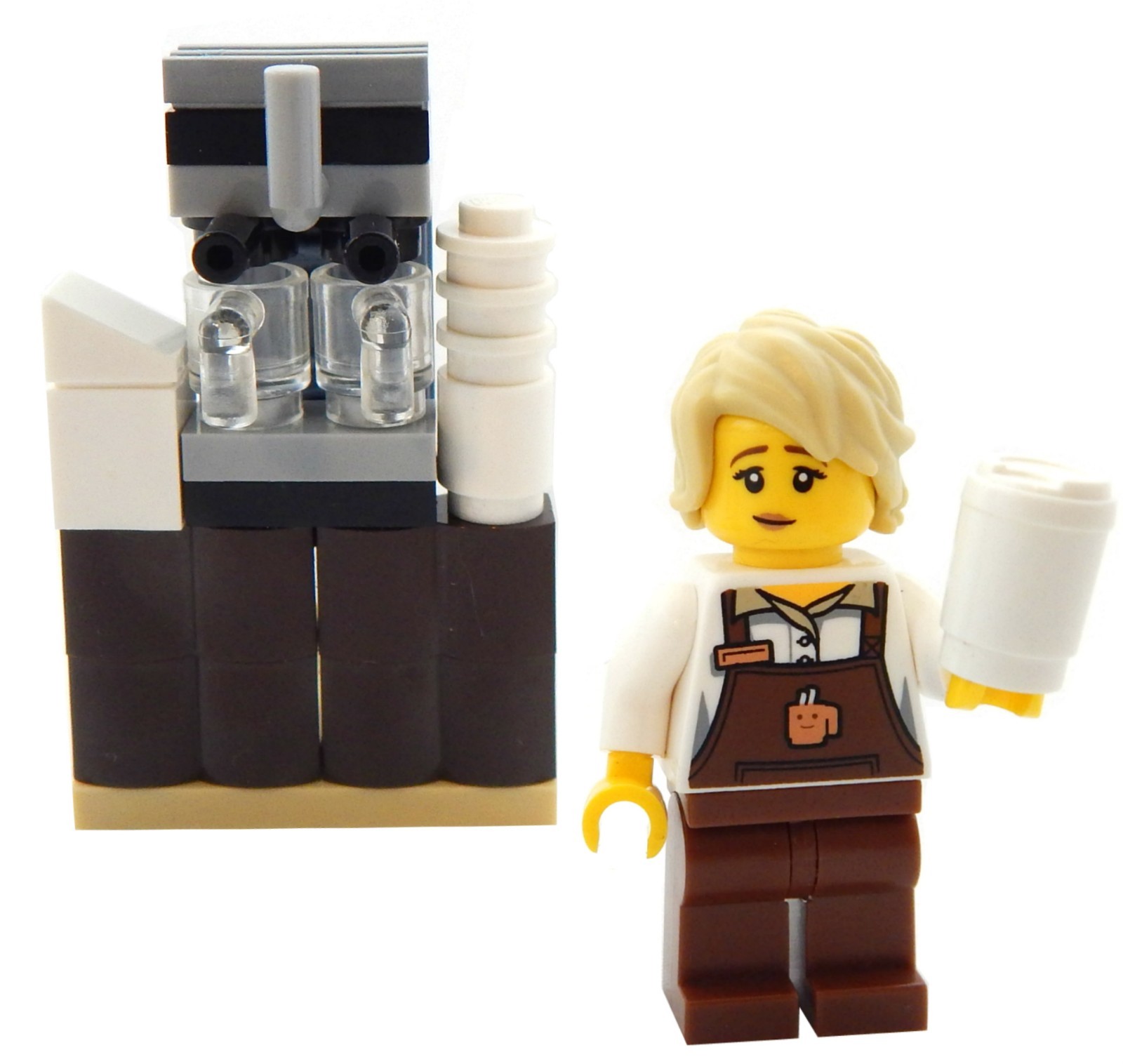 NEW LEGO BARISTA MINIFIG coffee store clerk shop store figure ...