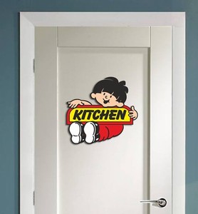 Stylish Kitchen Door Sign Self Adhesive Vinyl Sticker, Decal wash room ...