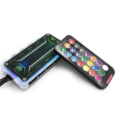 PC Cooling Fan Hub RGB Fan Controller Remote Control Computer Case ...