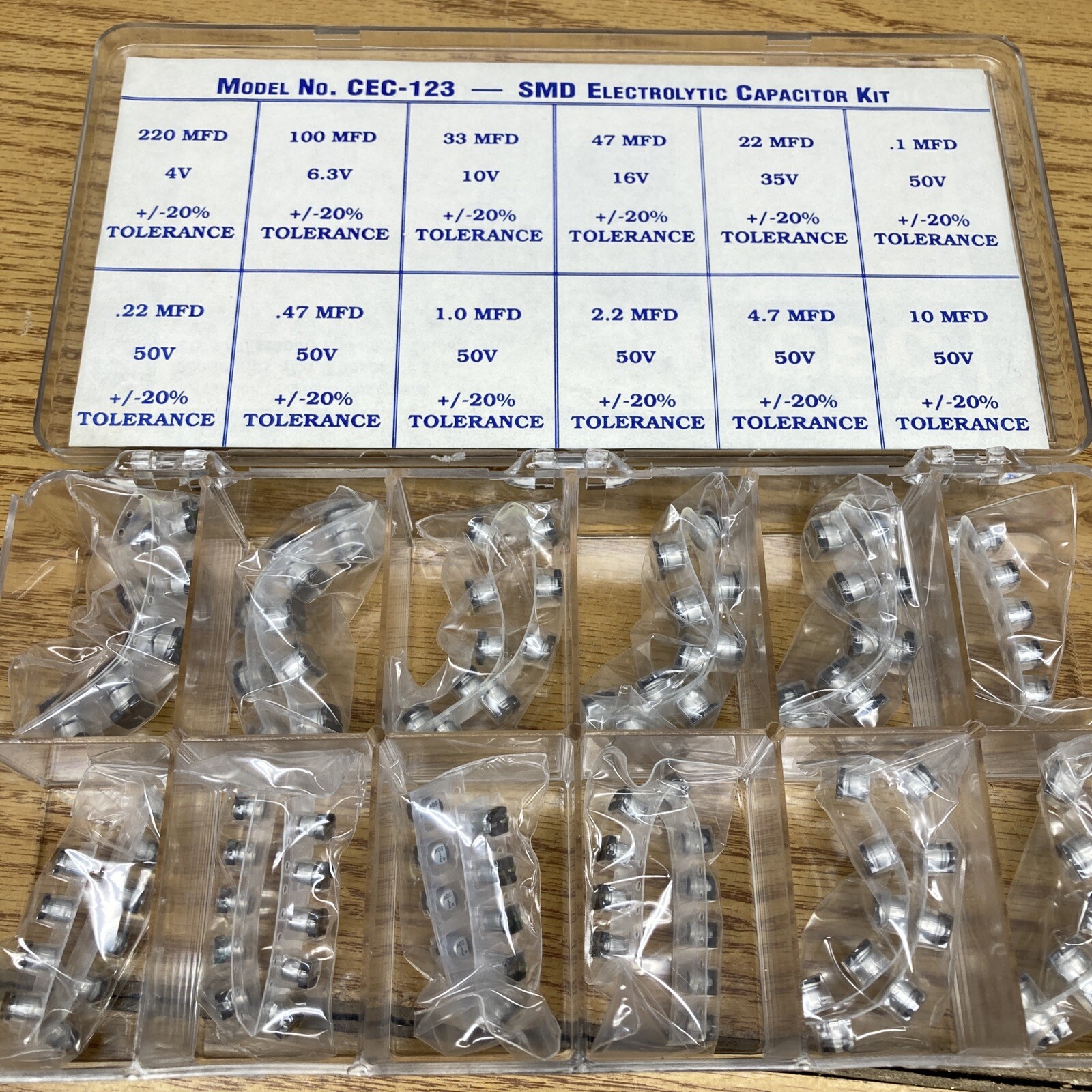 Vintage 120pc SMD Electrolytic Capacitor Kit 0.1uF-220uF 4V-50V CEC-123 ...