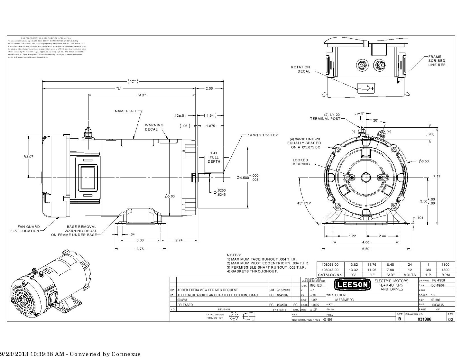 Leeson 108048.00 56C, 12V, 1800RPM DC Permanent Magnet Motor for sale ...
