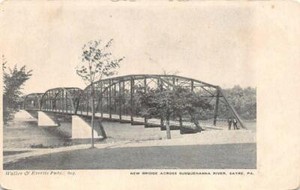 SAYRE, PA Pennsylvania NEW BRIDGE Over SUSQUEHANNA RIVER c1900's UDB ...