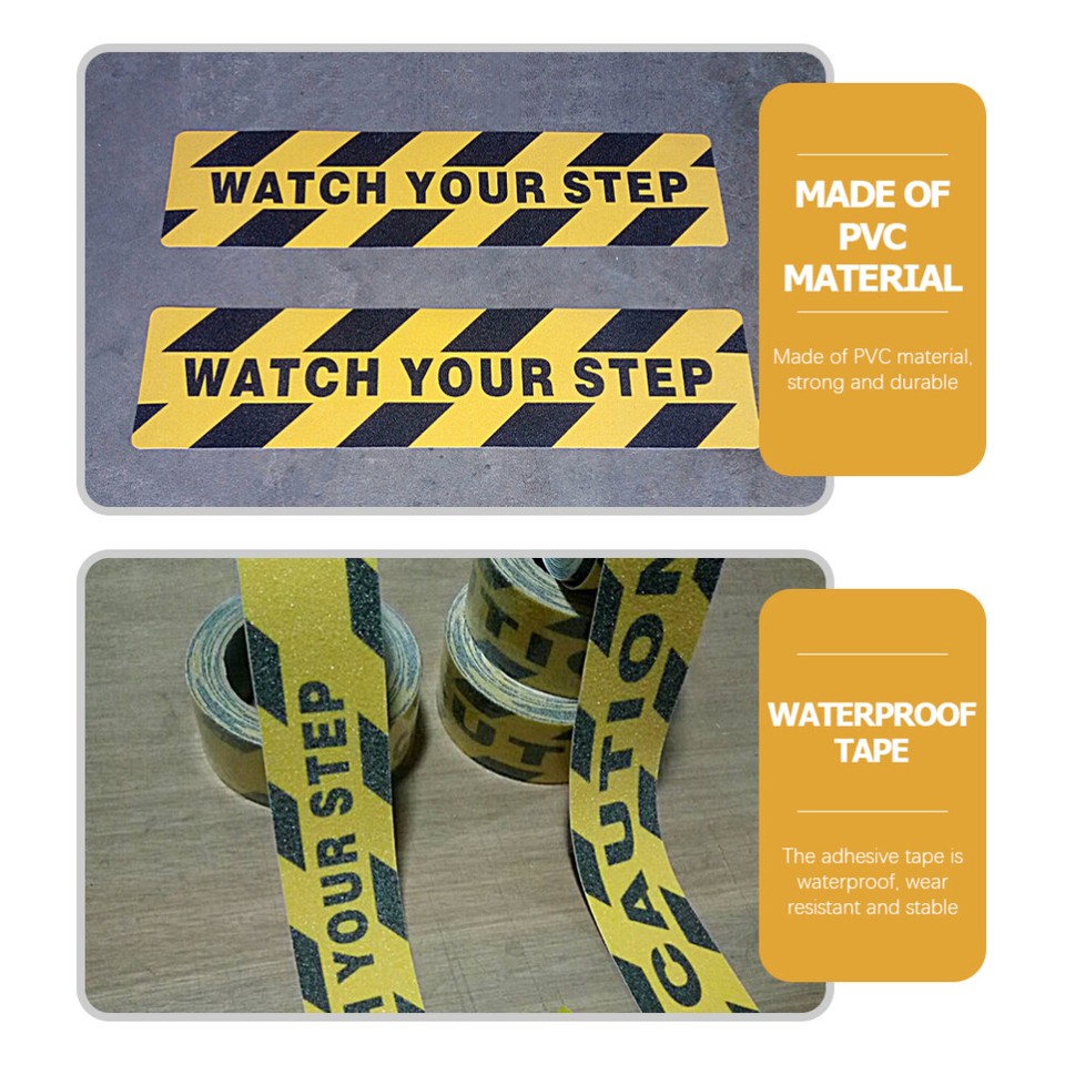 2PCS Stickers PVC Stairs Anti-Slip Tape Caution Wet Floor Sign Warning ...