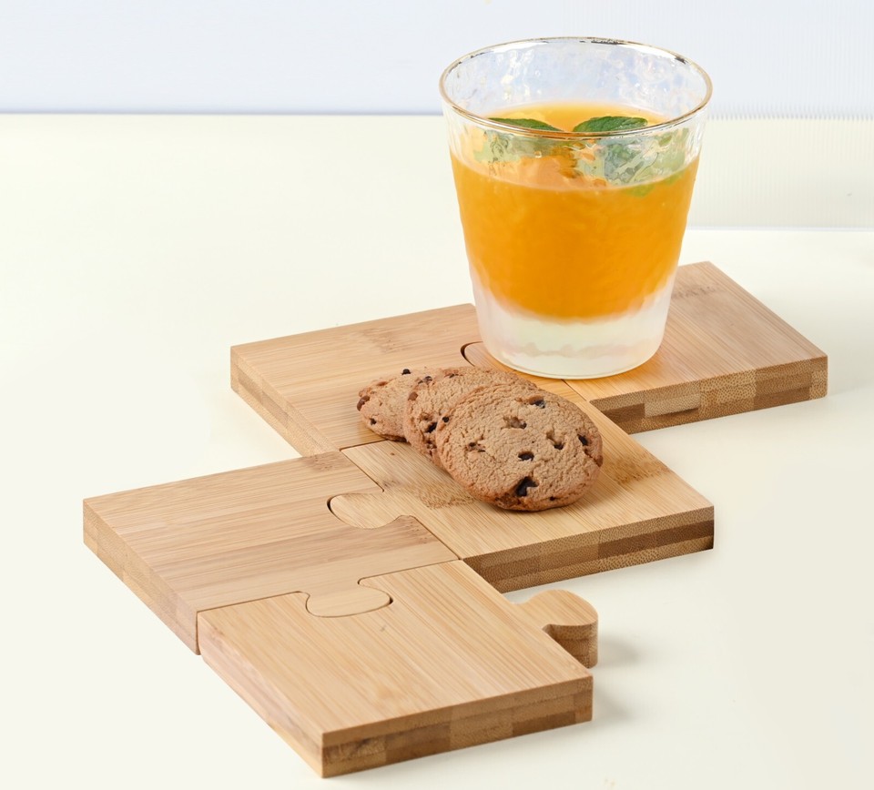 Wooden Bamboo Puzzle Coasters for Drinks and Trivet for Hot Pots, Pan ...
