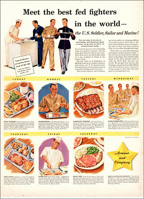1945 WW2 food AD ARMOUR MEATS , Best fed fighters in the world ! 071019 ...