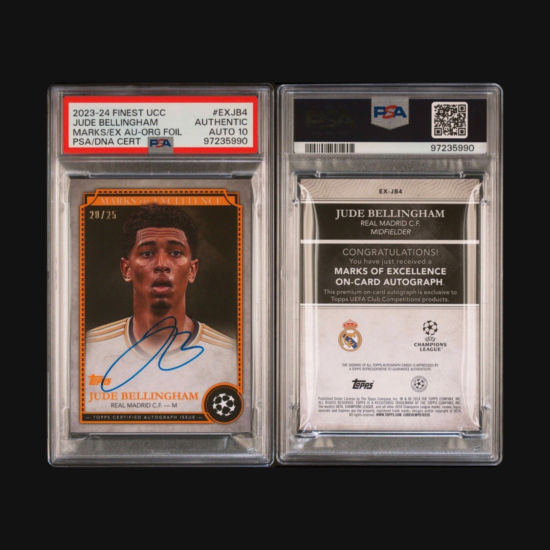 2024 Topps Jude Bellingham #/25 Marks Of Excellence On Card Auto PSA 10 ...