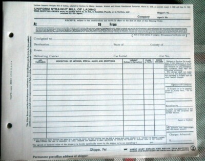 Vintage TOPPS Bill of Lading PAD Unused #3041 last update 1941 ...