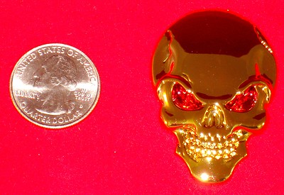 Gold Tone Logo 3D Metal sticker Badge Decal Skeleton Skull Bone ...