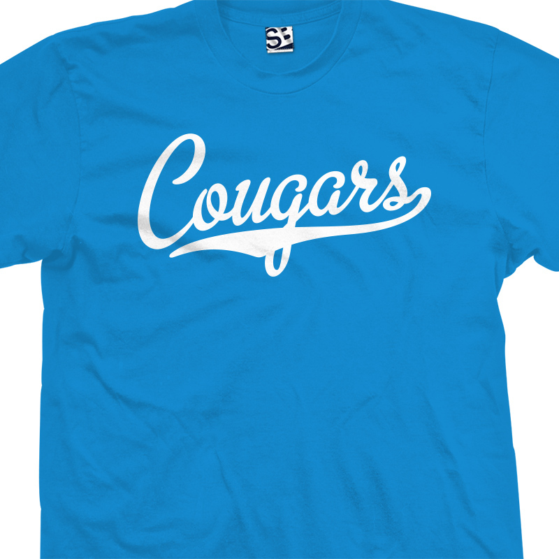Cougars Script Tail Shirt - High School Sports Football Team - All Size ...