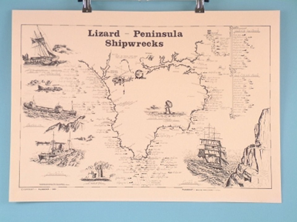 Coastal Shipwreck Maps Cornwall Devon Wales Dorset IOW Channel Sussex ...