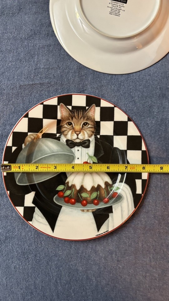 4 Sakura/Stephanie Stouffer "Gourmet Cats" Luncheon Plates/4 Designs ...