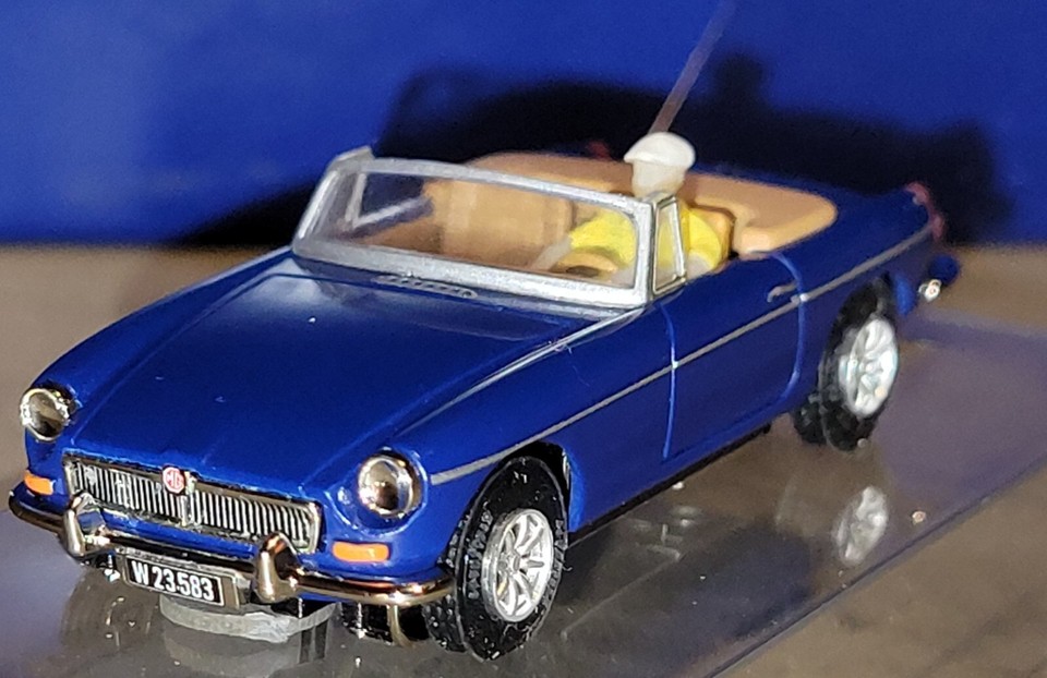 Bauer Blue MGB Roadster Convertible HO Slot Car Tjet UL Chassis Awesome ...