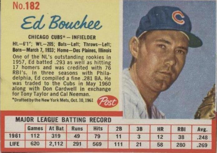 1962 Post - Ed Bouchee #182 for sale online | eBay