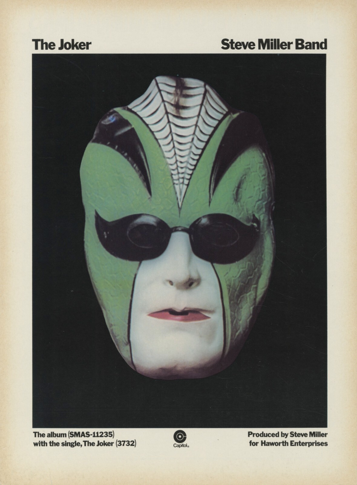 Steve Miller "The Joker" Promo / ORIGINAL ad, Mounted w/Magnetic Frame ...