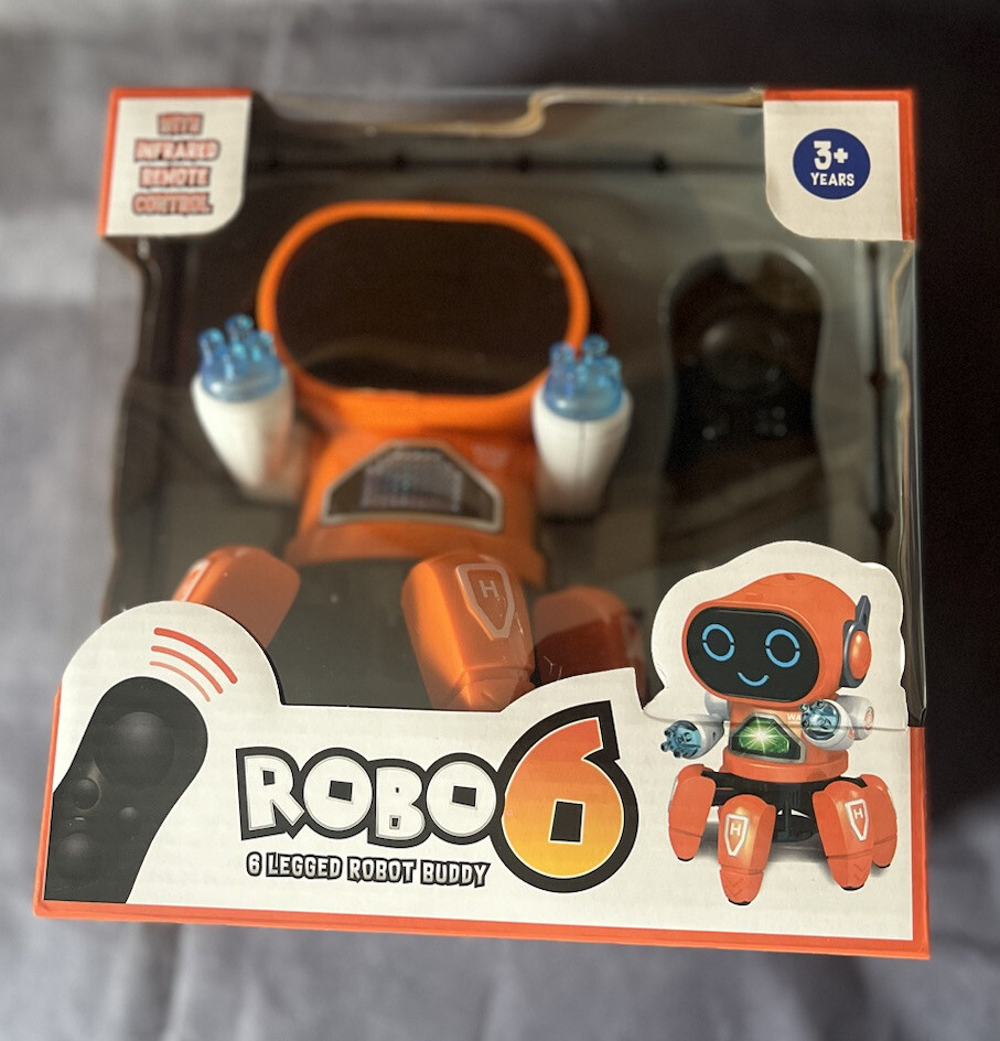 Robo6 6 Legged Robot Buddy Remote Control Robot Music Flashing Lights ...