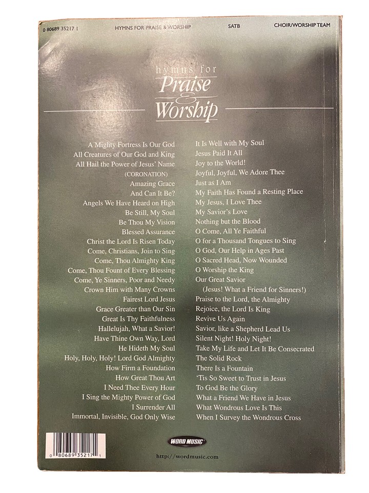 HYMNS FOR PRAISE & WORSHIP Songbook~Choir/Worship Team Ed.~Word Music ...