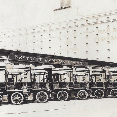 1910s? PHOTO WESTCOTT EXPRESS DELIVERY WALTER HARD TIRE TRUCK FLEET | eBay