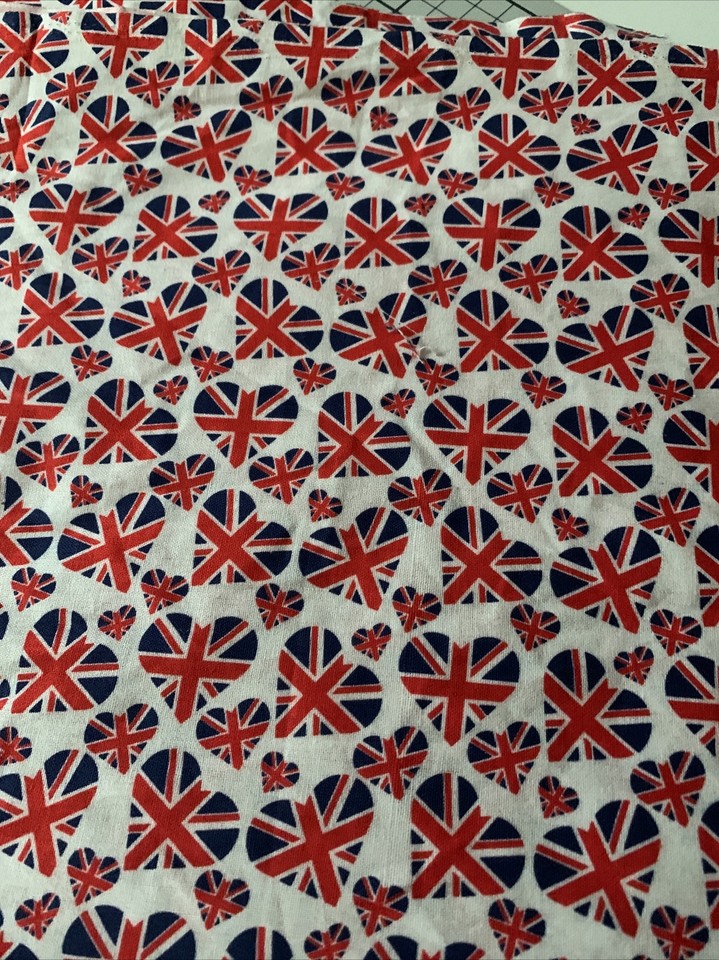 COTTON UNION JACK FABRIC KING CORONATION FLAG BUNTING 71cm x 112cm 3 ...