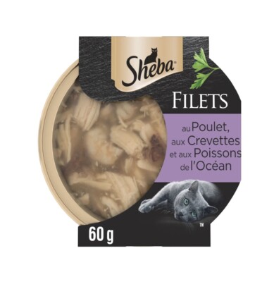 Les Domes DE SHEBA 1 x 60g Les Filets Au Poulet Crevettes Et Poisons | eBay
