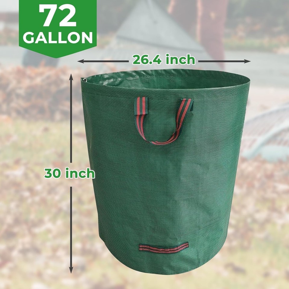 3-Pack 72 Gallon Reusable Yard Waste Bags with Plastic Ring, Extra ...
