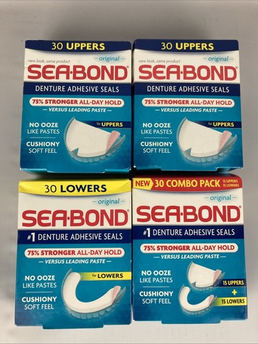 Lot Of 4 Sea-Bond Upper And Lower Adhesive Denture Seals 75 Upper 45 ...