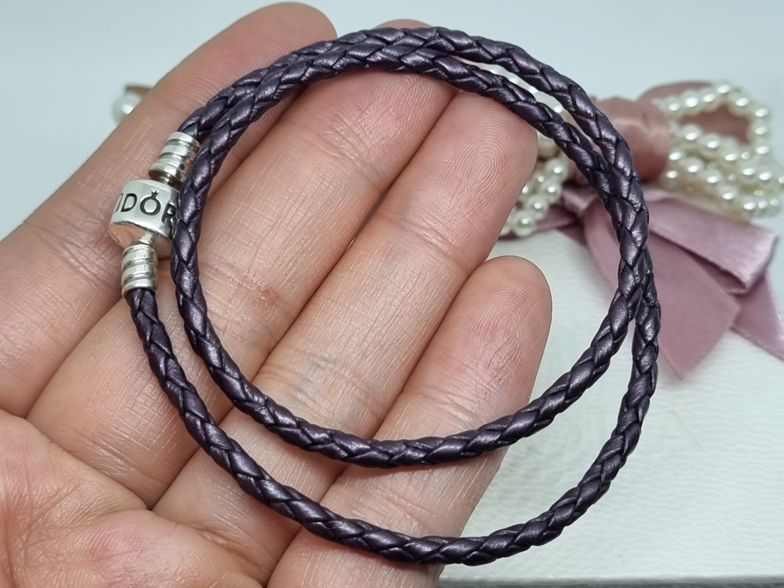 Genuine Pandora Moments Purple Leather Double Wrap Br… - Gem