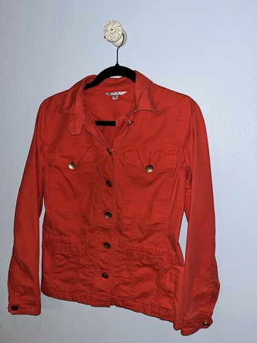 CABi RED JEAN JACKET WITH COLLARED DESIGN LONG SLEEVES. SMALL | eBay