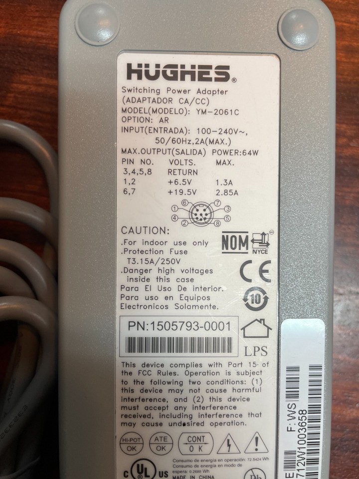 Hughes AC Power Adapter YM-2061C 64W power supply for Satellite ...