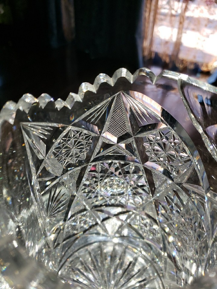 PITCHER TANKARD AMERICAN BRILLIANT PERIOD CUT GLASS CRYSTAL HIGGINS ...