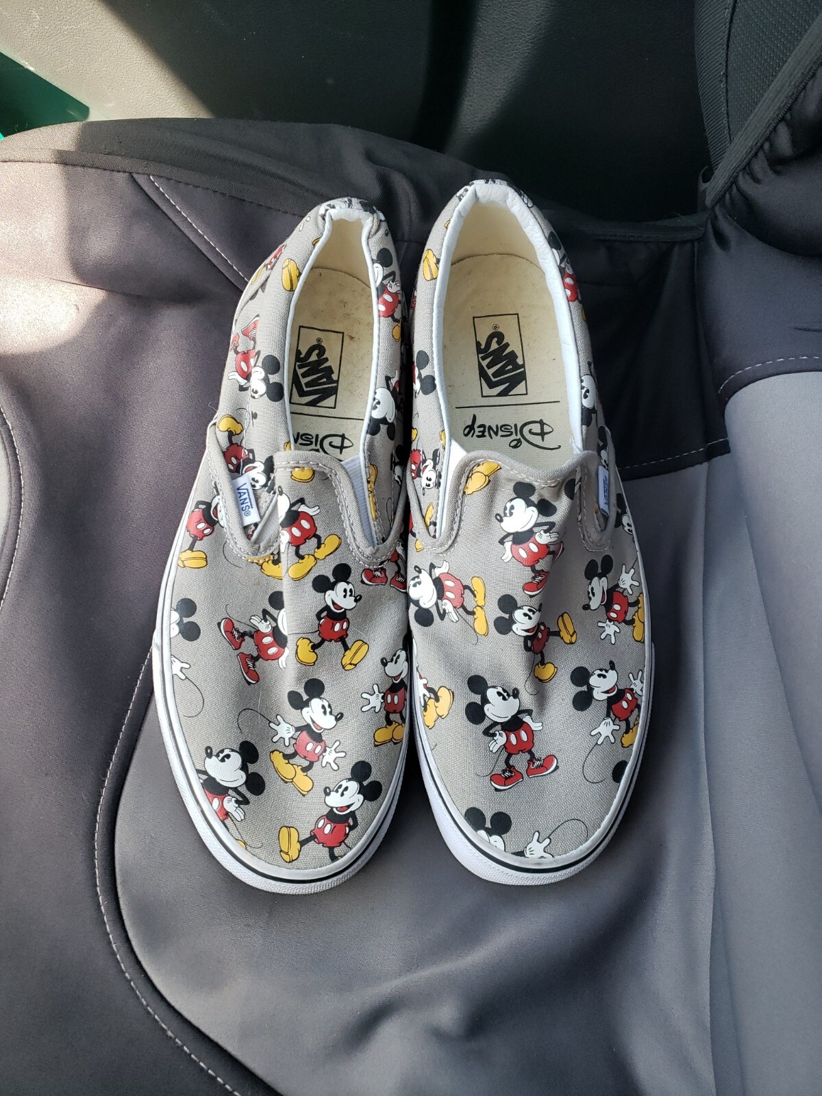 VANS X Disney Mickey Mouse Slip On Skate Shoes Gray M… - Gem