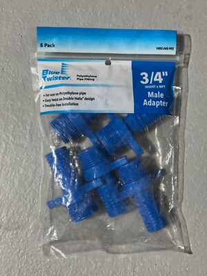 Blue Twister Polyethylene Pipe Fitting 3/4" Male Adapter | eBay
