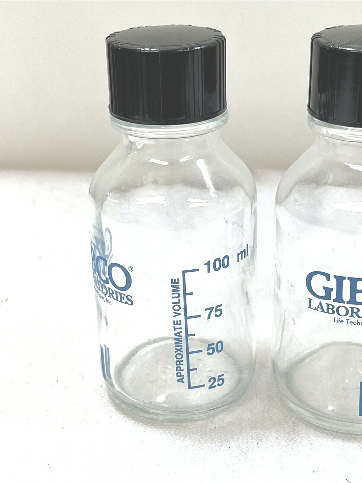 Lot 3 GIBCO 500ml ,2x100mL Glass Graduated Media Storage Bottle W/Screw ...